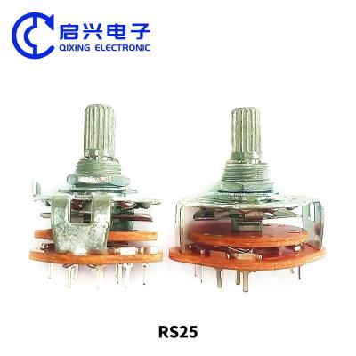 China RS25 Rotary Band Switch 3 Pole 4 Position with 6mm Shaft and 10,000 Cycle Life for sale