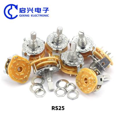 China RS25 Rotary Band Switch 6mm Shaft 10,000 Cycles 2-4 Pole Multi-Position Industrial Control for sale