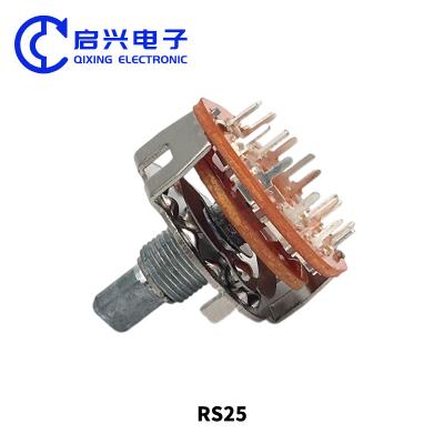China RS25 Rotary Band Switch 2 Pole 6 Position DC30V 0.3A with 10,000 Cycle Life and 6mm Shaft Diameter for sale