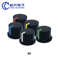 China A9 Plastic Control Knob 24mm x 15mm with 6mm Plum Blossom Shaft - Dual Color Indicator for Potentiometers for sale