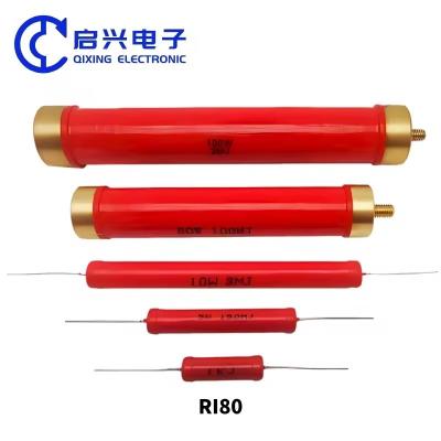 China RI80 Metal Glass Glaze High Voltage Resistor 10W to 1000W 100 Ohm Fixed Cylindrical for sale