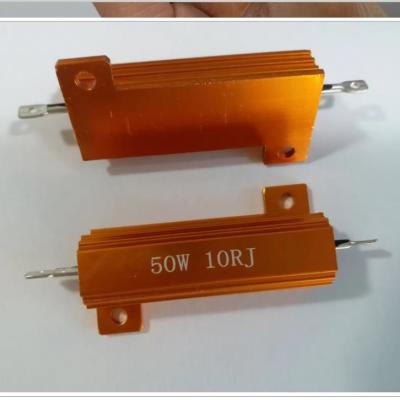 China RX24 50W 10 Ohm Gold Aluminum Shell Wirewound Resistor - High Power 50 Watt Component for sale