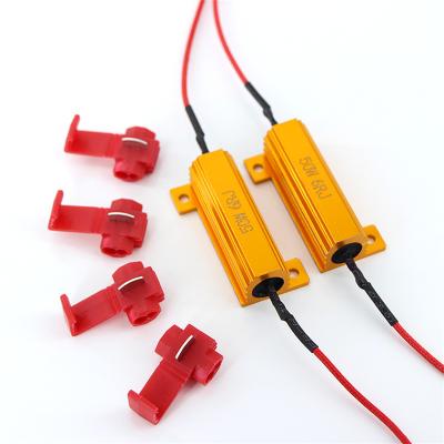 China RX24 50W 6Ω Gold Aluminum Housed Wirewound Load Resistor for Automotive LED Retrofit for sale