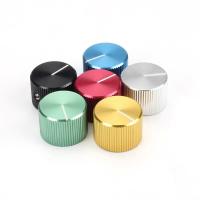 China Customized Aluminum Potentiometer Knob 6mm Shaft Volume Control with Set Screw Black Silver Blue Yellow for sale