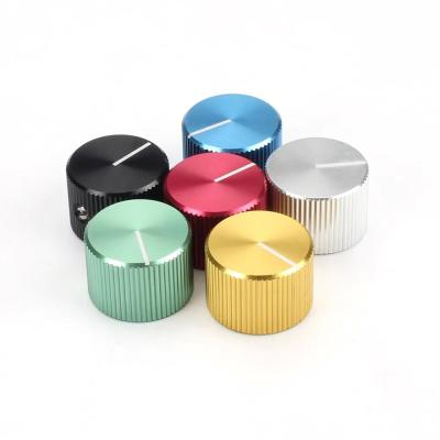 China Customized Aluminum Potentiometer Knob 6mm Shaft Volume Control with Set Screw Black Silver Blue Yellow for sale
