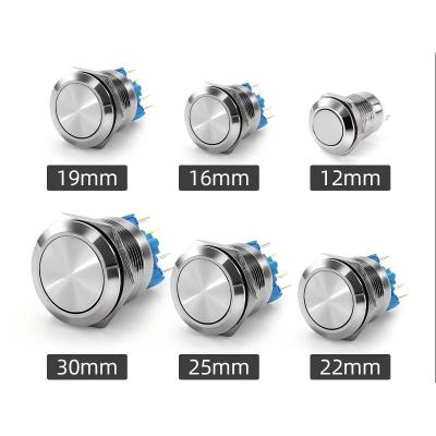 China Bonens 19mm Stainless Steel Momentary Self-Reset Push Button Switch with LED Light 36V 2A IP66 Waterproof for sale