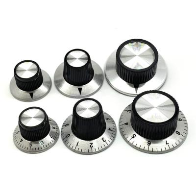 China Silver Aluminum Knob 37mm Diameter with Number 0-10 Scale Shaft Hole 6.4mm for sale