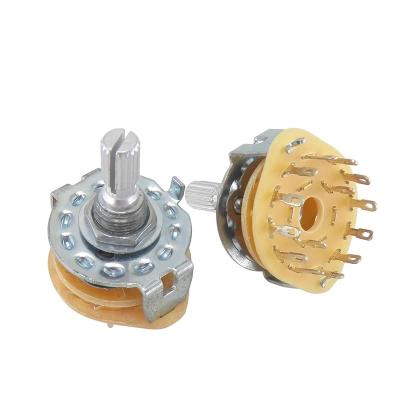 China RS25 Rotary Band Switch 6mm Shaft 500V AC 10,000 Cycle Life 1-4 Pole 2-12 Position Selector for sale