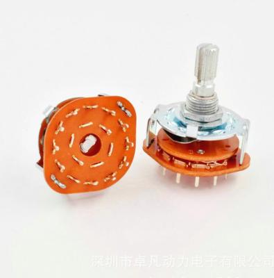 China RS25 Rotary Band Switch 2-4 Pole 2-12 Position 500V AC 1 Min 6mm Shaft for sale