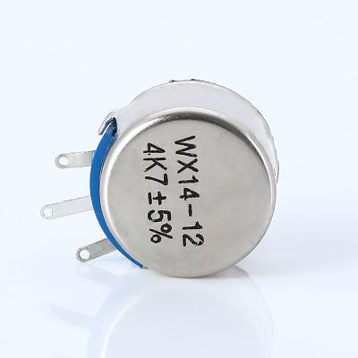 China WX14-12 3W Single Turn Wirewound Potentiometer 4mm Shaft 24mm Diameter 1K to 22K for sale