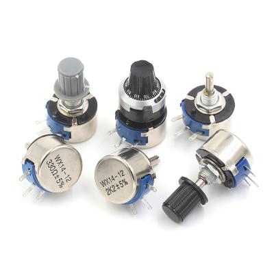 China WX14-12 3W Single Turn Wirewound Potentiometer 1K to 22K 4mm Shaft 24mm Diameter for sale