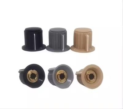 China KDJ25-20 Band Switching Knob Plastic Metal 6mm 6.4mm Shaft Black Grey for sale