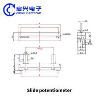 China Taidacent 75mm B10K Dual Channel Sliding Potentiometer with 15mm Shaft for Audio Mixers for sale