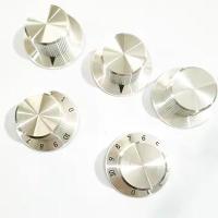 China Silver Aluminum Knob 37mm Diameter with Number 0-10 Scale Shaft Hole 6.4mm for sale