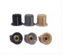 China KDJ25-20 Band Switching Knob Plastic Metal 6mm 6.4mm Shaft Black Grey for sale