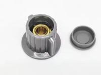 China KDJ25-20 Band Switching Knob Plastic Metal 6mm 6.4mm Shaft Black Grey for sale