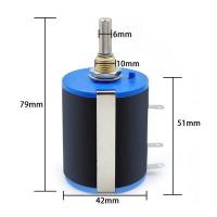China WXD4-23 100ohm 3W Multi-Turn Wirewound Potentiometer 10 Turns 6mm Shaft for sale