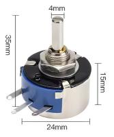 China WX14-12 3W Single Turn Wirewound Potentiometer 1K to 22K 4mm Shaft 24mm Diameter for sale