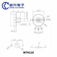 China WTH118 2W 100K Ohm Single Turn Carbon Film Potentiometer - 28mm Diameter, 10,000 Cycle Life for sale