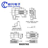 China RK097NS Single F Shaft Rotary Potentiometer Switch 5K-500K with 300° Rotation Angle and 0.05W Power Rating for sale