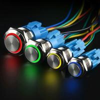 China BONENS RS25 Metal Pushbutton Waterproof Light Switch 3V-220V LED Blue Ring Light 12mm-30mm Cutout for sale