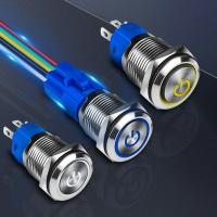 China BONENS RS25 Metal Pushbutton Waterproof Light Switch 3V-220V LED Blue Ring Light 12mm-30mm Cutout for sale