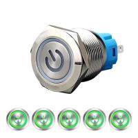 China 12mm Marine Waterproof Latching Pushbutton LED Switch 12V SPDT Metal Button with IP66/67 Rating for sale