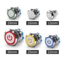 China 12mm Marine Waterproof Latching Pushbutton LED Switch 12V SPDT Metal Button with IP66/67 Rating for sale