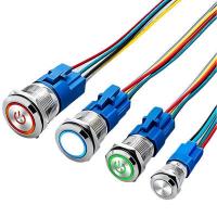China 12mm Marine Waterproof Latching Pushbutton LED Switch 12V SPDT Metal Button with IP66/67 Rating for sale