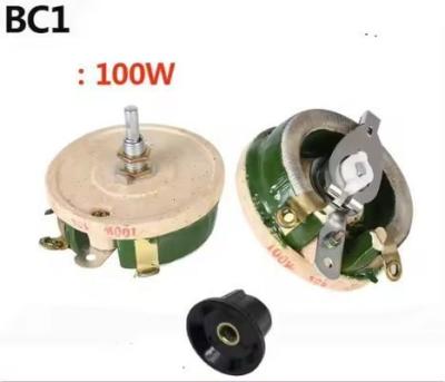China BC1 High Power Sliding Rheostat Porcelain Disc Adjustable Resistor 25W-500W 1Ω-5KΩ Range for sale