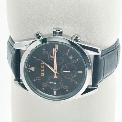 China Simple Design Round Case Quartz Movement Wristwatch with Denim Leather Strap for Men for sale