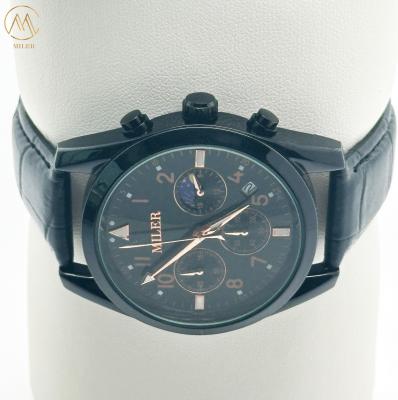 China 30ATM Waterproof Quartz Wrist Watch featuring Denim Leather Strap and Hook Buckle for sale