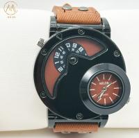 China Precise Men Quartz Wrist Watch Double Movement With Denim Strap for sale