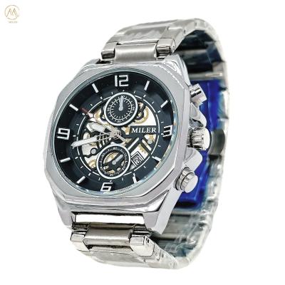 China ML1113-Silver Bezel Luxury Trend Design Men Quartz Watches With Stainless Steel Band for sale