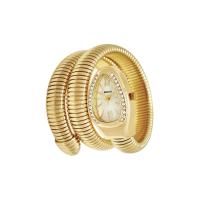 China Creative Luxury Lady Quartz Watch High Quality with Snake Strap Alloy Gold-Plated Case for sale
