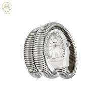 China Wholesale Quartz Creative Snake-Shape Two-Ring Silver Alloy Band Full Diamond  Watch for Lady for sale