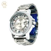 China ML 1116A Silver Stainless Steel Strap Watch with Mineral Dial Window Material for sale
