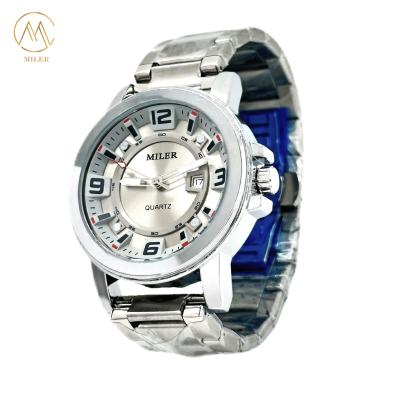 China ML 1116A Silver Stainless Steel Strap Watch with Mineral Dial Window Material for sale