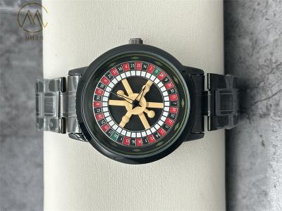 China Round Case Shape Stainless Steel Strap Quartz Watch with Black Alloy Bezel for sale