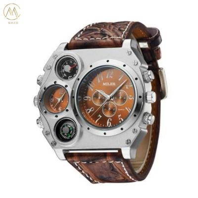China Fashion Leather Round Shaped Wristwatches Design Men's Quartz Watch for sale
