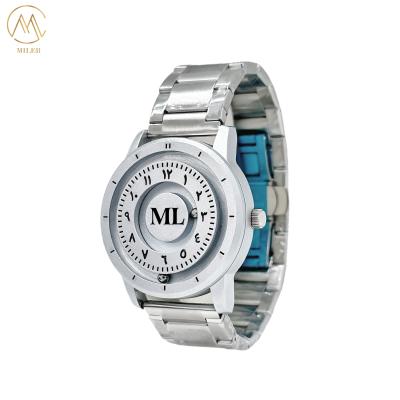 China Male Creative Silver Stainless Steel Scrolling Beads Magnetic Quartz Watches for Life Waterproof for sale