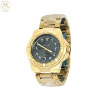 China Fashionable Business Quartz Wristwatch With Golden Bezel And Arabic Numeral Dial for sale