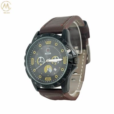China Custom Logo Leather Strap Quartz Watch For Women's And Men In Laser Printing for sale
