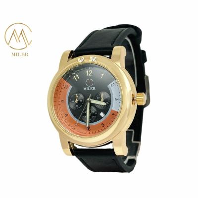 China Black Gold and Silver Bezel Quartz Wrist Watch Waterprood for Men and Women for sale