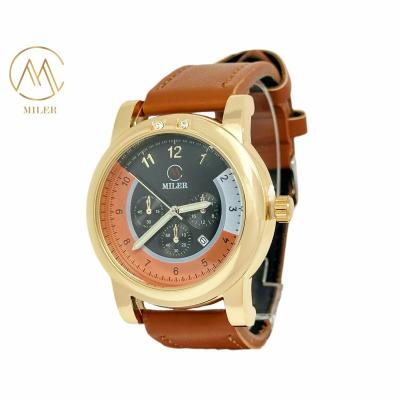 China Analog Display Type Leather Strap Quartz Watch with Customized Logo for sale