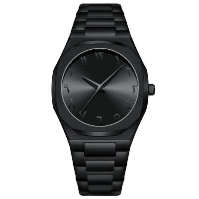 China Luxury Business Black Alloy Band Arabic Dial Watches for Men Custom Logo for sale