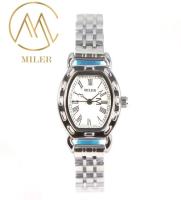China Luxury Quartz Wrist Watch for Women with Stainless Steel Strap Oval Case and Blue Dial for sale