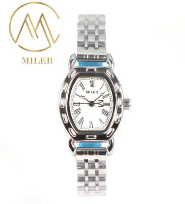 China Luxury Quartz Wrist Watch for Women with Stainless Steel Strap Oval Case and Blue Dial for sale
