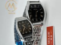 China Business Style Golden Dial Oval Case Quartz Wrist Watch for Couple with Stainless Steel Strap for sale