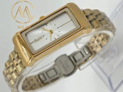 China Elegant Women's Quartz Watch with 14mm Stainless Steel Band Golden Dial 30m Waterproof and 1-Year Warranty for sale